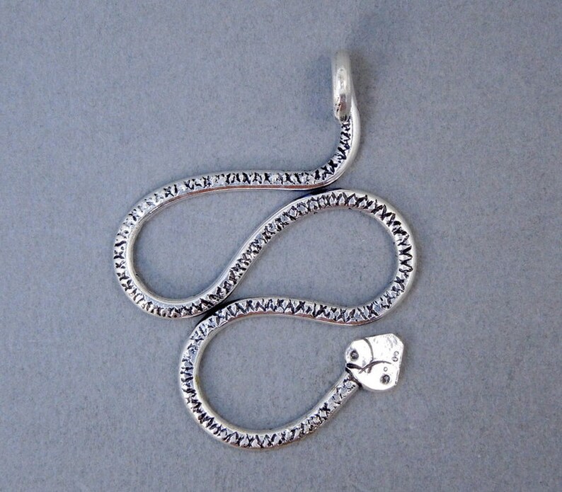 Silver-toned Brass Snake Charm Pendant (S59B4-03) - Etsy