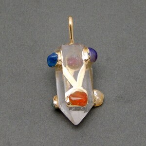 Crystal Quartz Point Pendant With Electroplated 24k Gold Criss-cross ...
