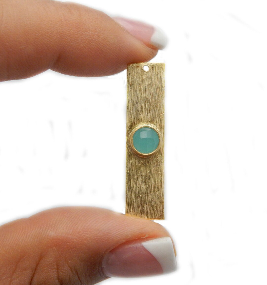 Aqua Blue Chalcedony Gemstone Bar -- Gold Over Sterling Bar Gemstone ...