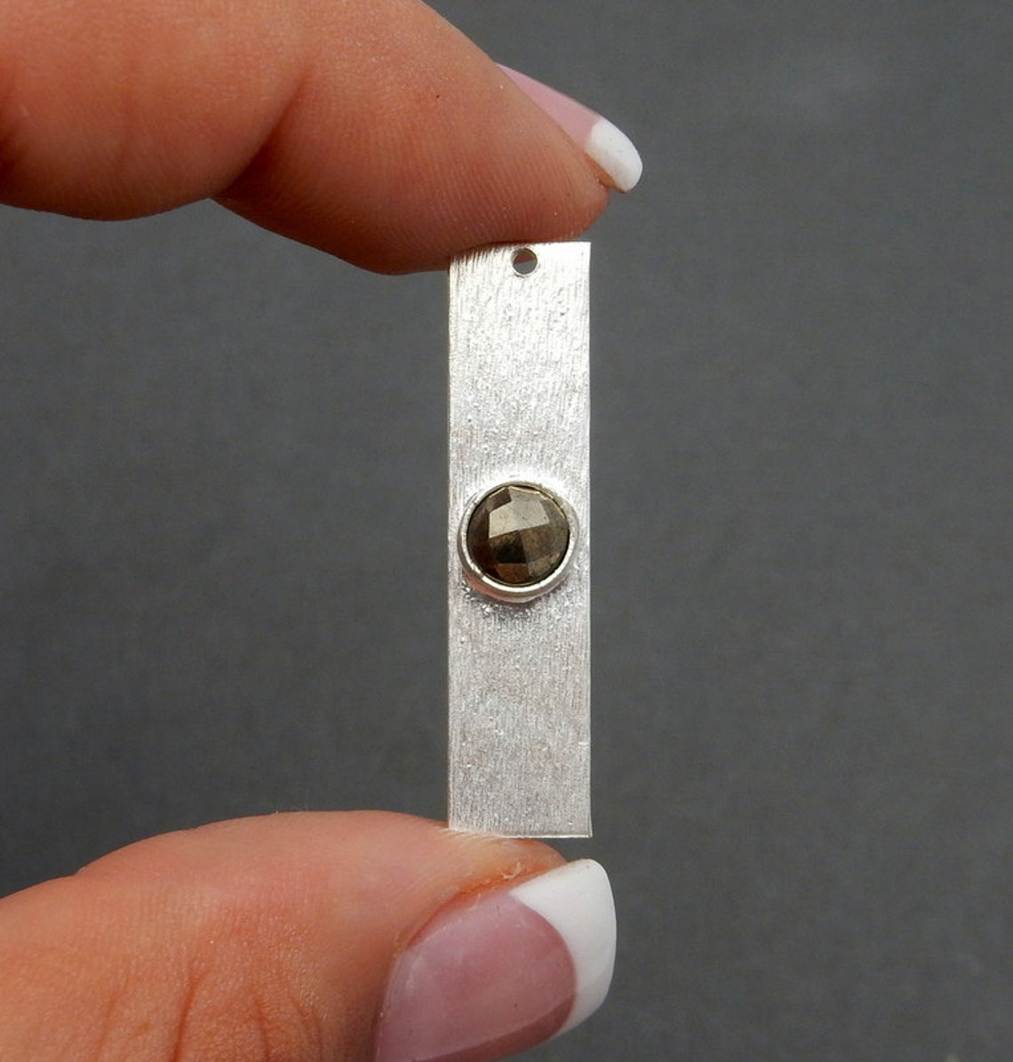Pyrite Gemstone Bar -- Sterling Silver Bar Link With Gemstone Bezel ...