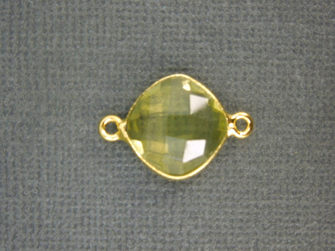 Lemon Quartz Station Square Connector - 10mm Gold Over Sterling Bezel ...