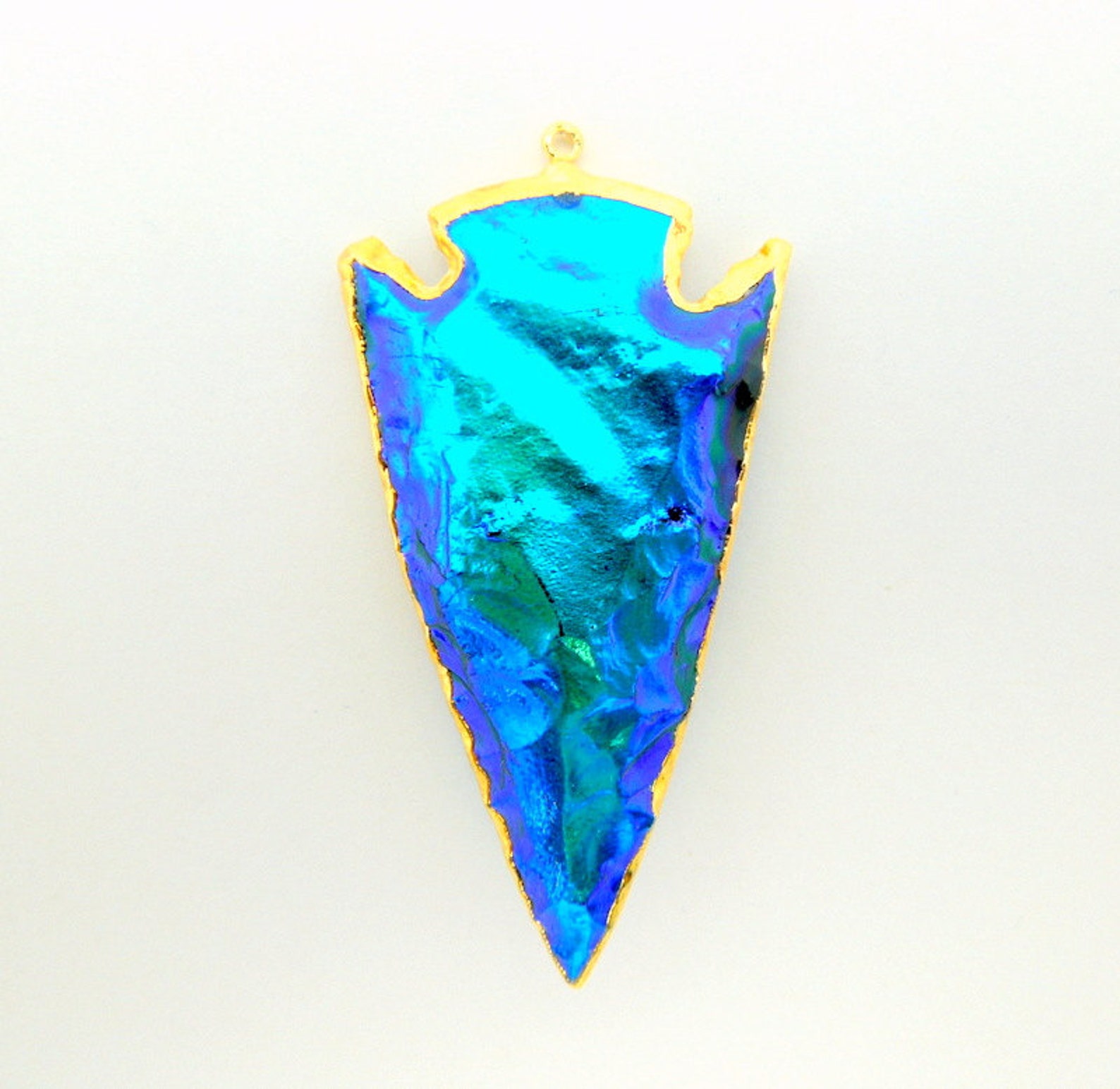 Jumbo Arrowhead Pendant Mystic Blue Titanium Arrowhead With - Etsy