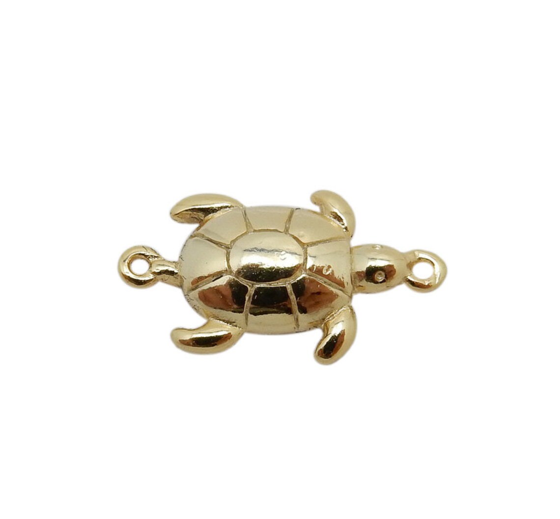 Tiny Turtle Double Bail Gold Over Sterling Silver Pendant - Etsy