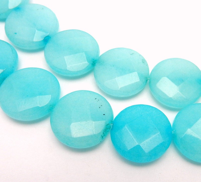 Flat Hot Light Blue Jade Quartzite Beaded Strand 1 STRAND - Etsy