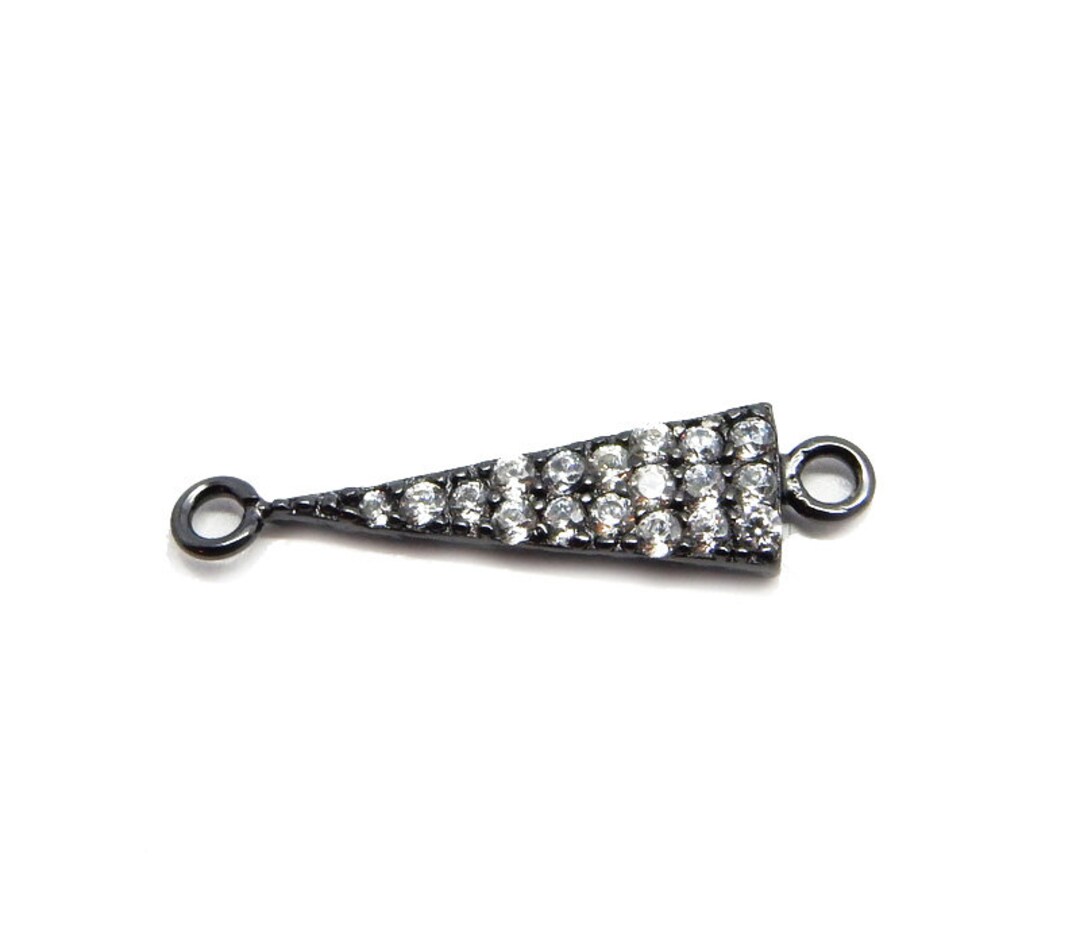 Petite Oxidized Sterling Silver Triangle Double Bail Pendant With ...