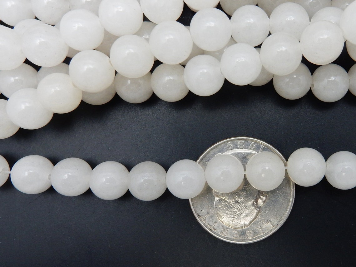 White Quartz Round Beads -- 8mm White Round Bead Strand-- ONE (1 ...