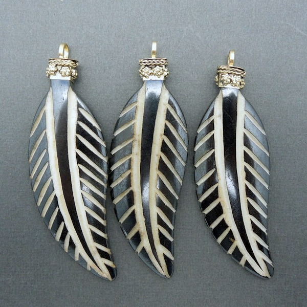 Bone Feather Pendant - Etsy