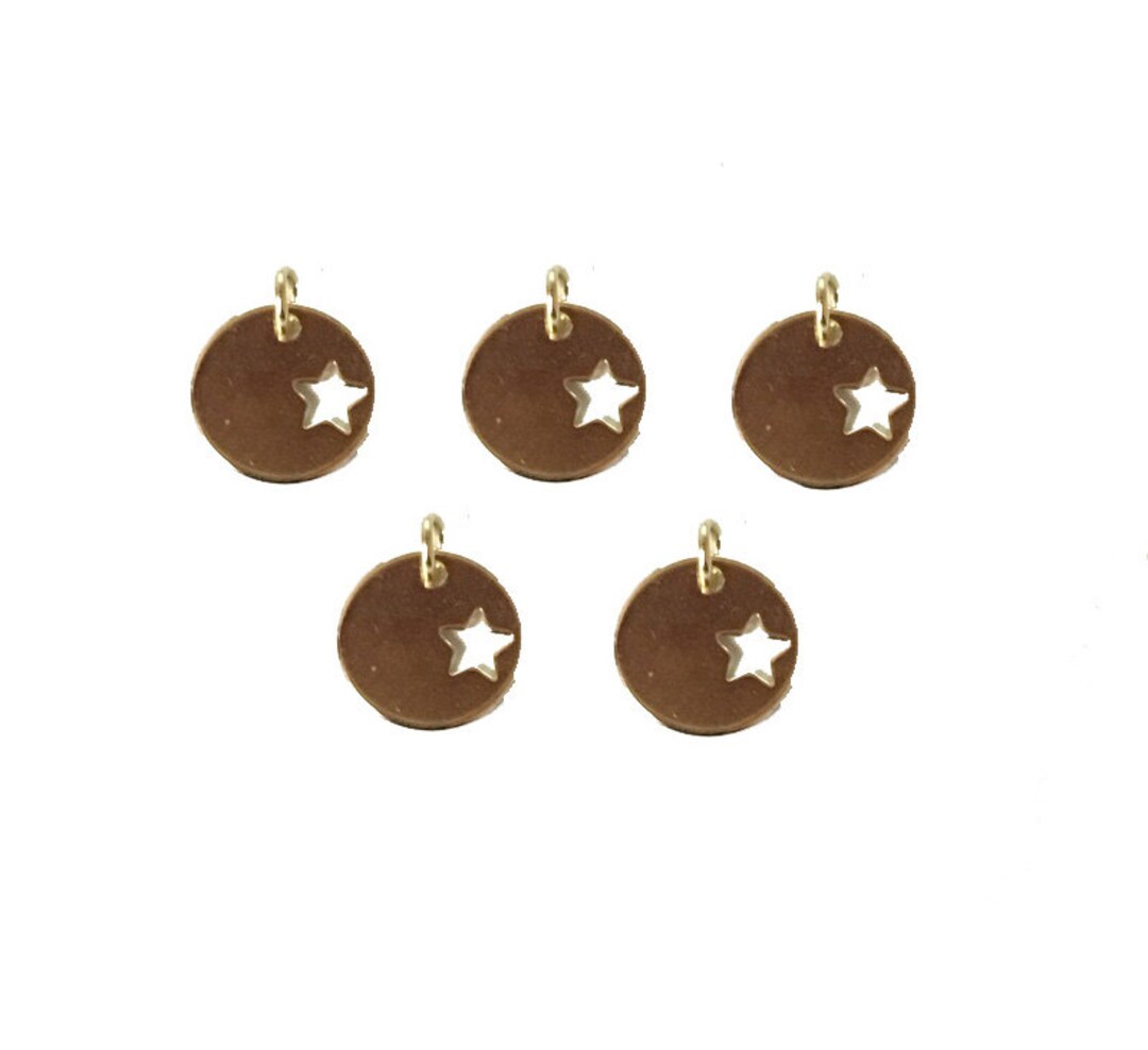 10% off Gold Round Star Charm Tiny Gold Vermeil Round Star Charm LA-133 ...