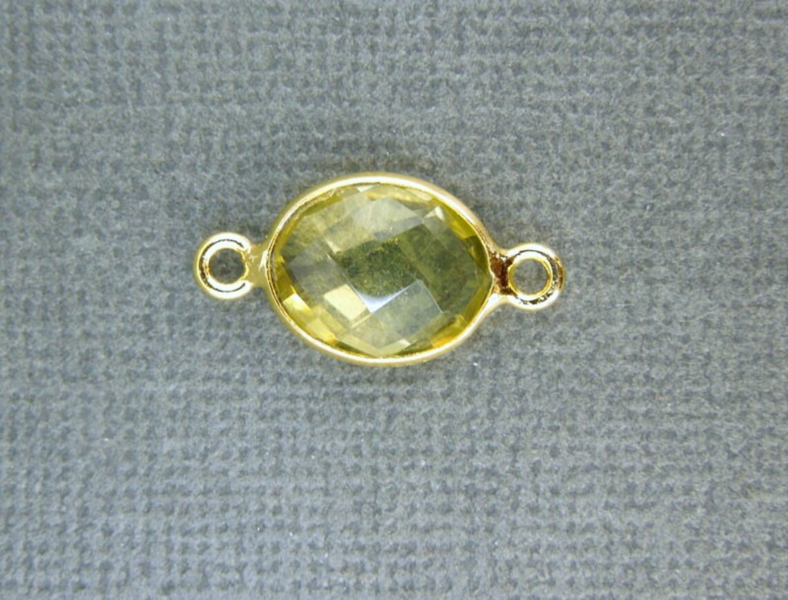 Lemon Topaz Oval Station Connector 9mm X 11mm Gold Over - Etsy