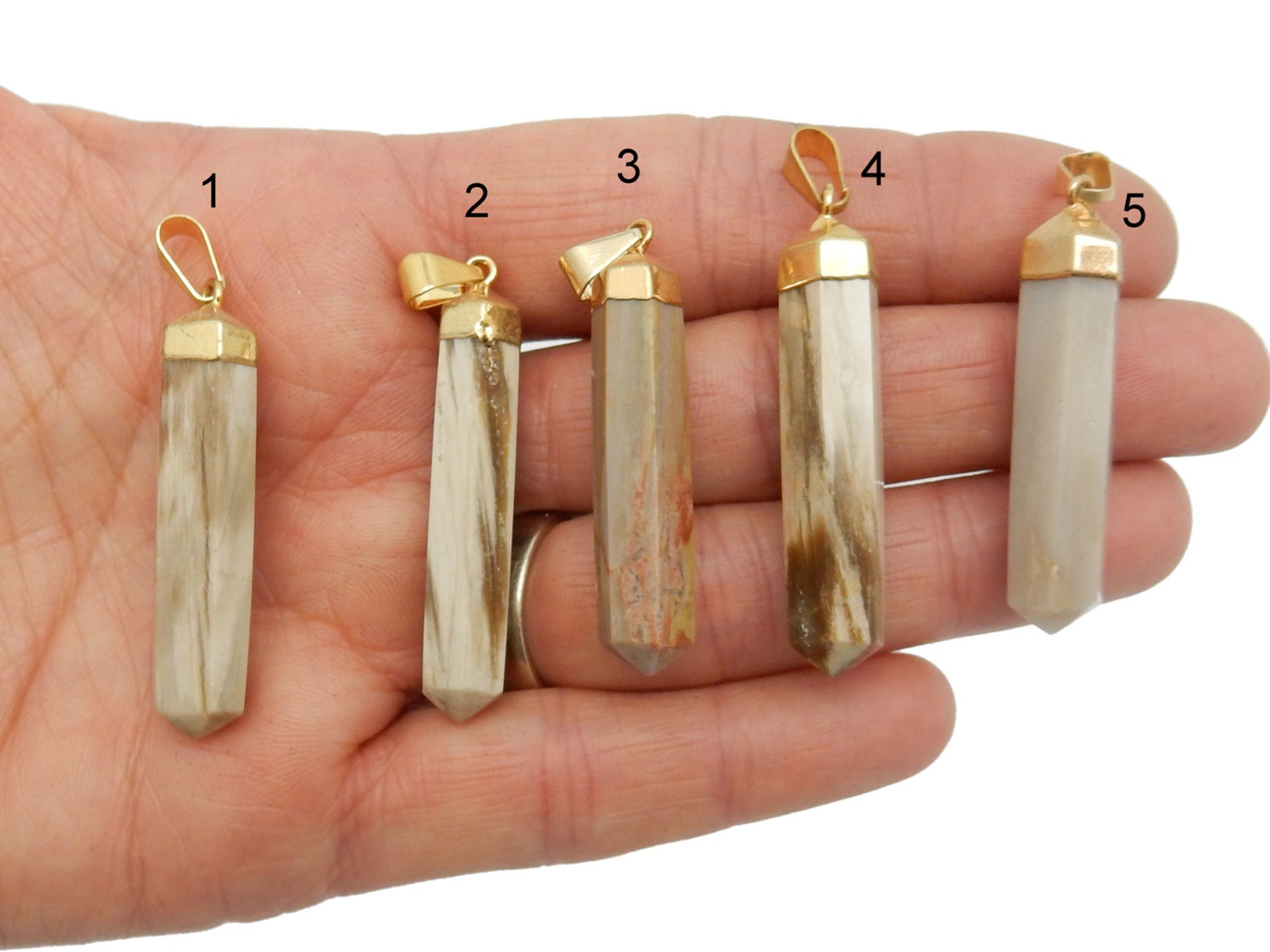 Agate Double Terminated Point Beautiful Tan Pendant With 24k | Etsy