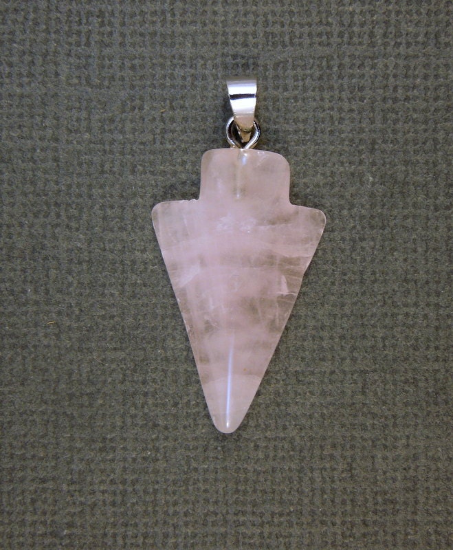 Rose Quartz Crystal Arrowhead Pendant Charm With Silver Bail | Etsy