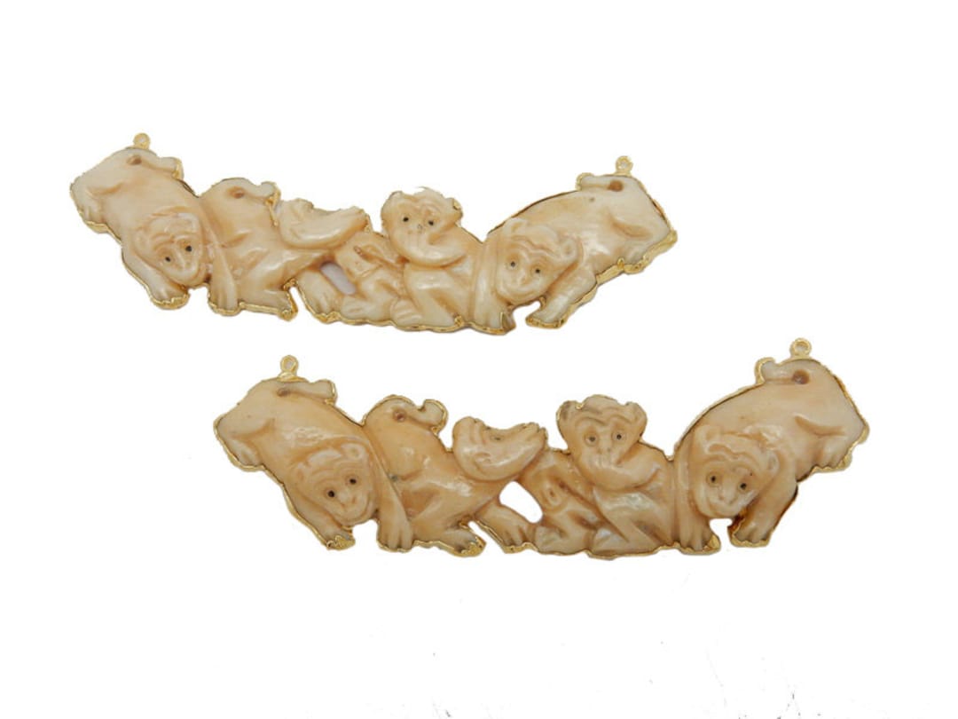 Monkey Connector JUMBO White Bone Monkey Double Bail Pendant With ...