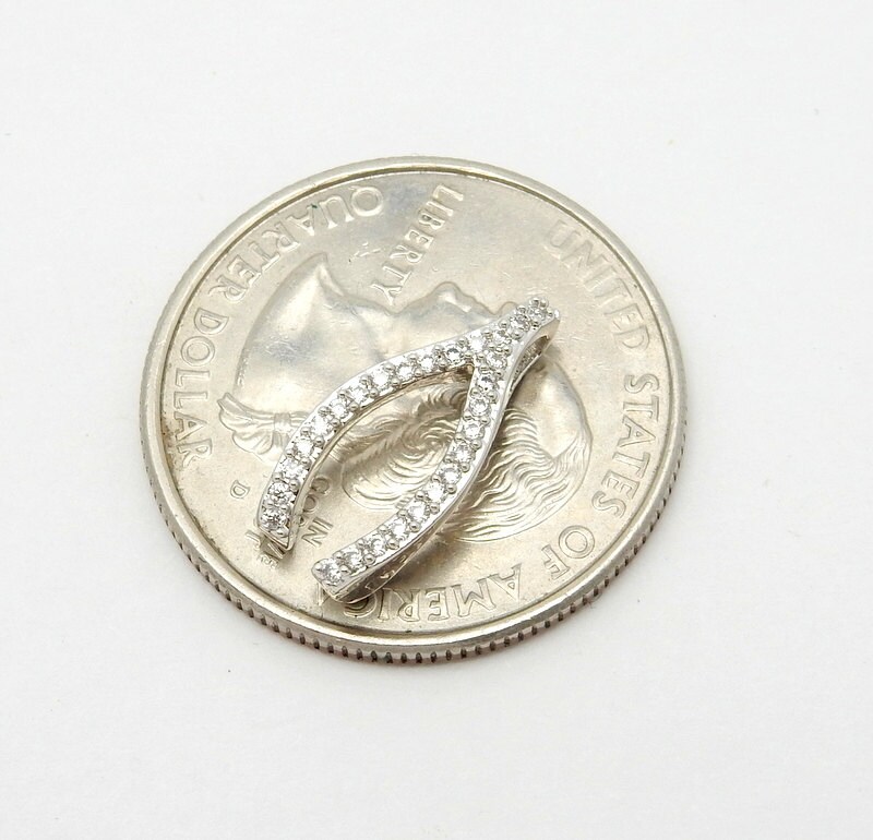 Wishbone Charm silver Plated Wishbone Pendant With CZ | Etsy