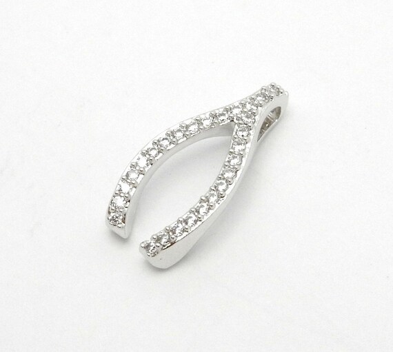 Wishbone Charm silver Plated Wishbone Pendant With CZ | Etsy