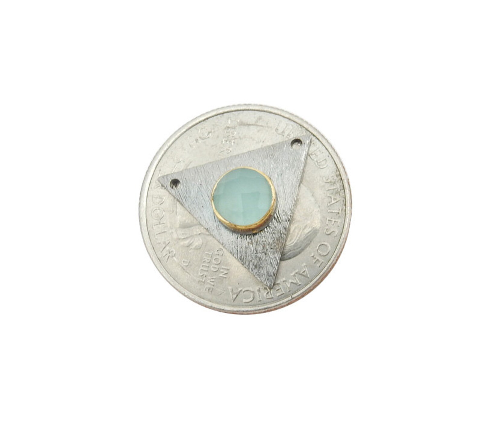 Blue Chalcedony Gemstone Triangle -- Oxidized Sterling Silver Triangle ...