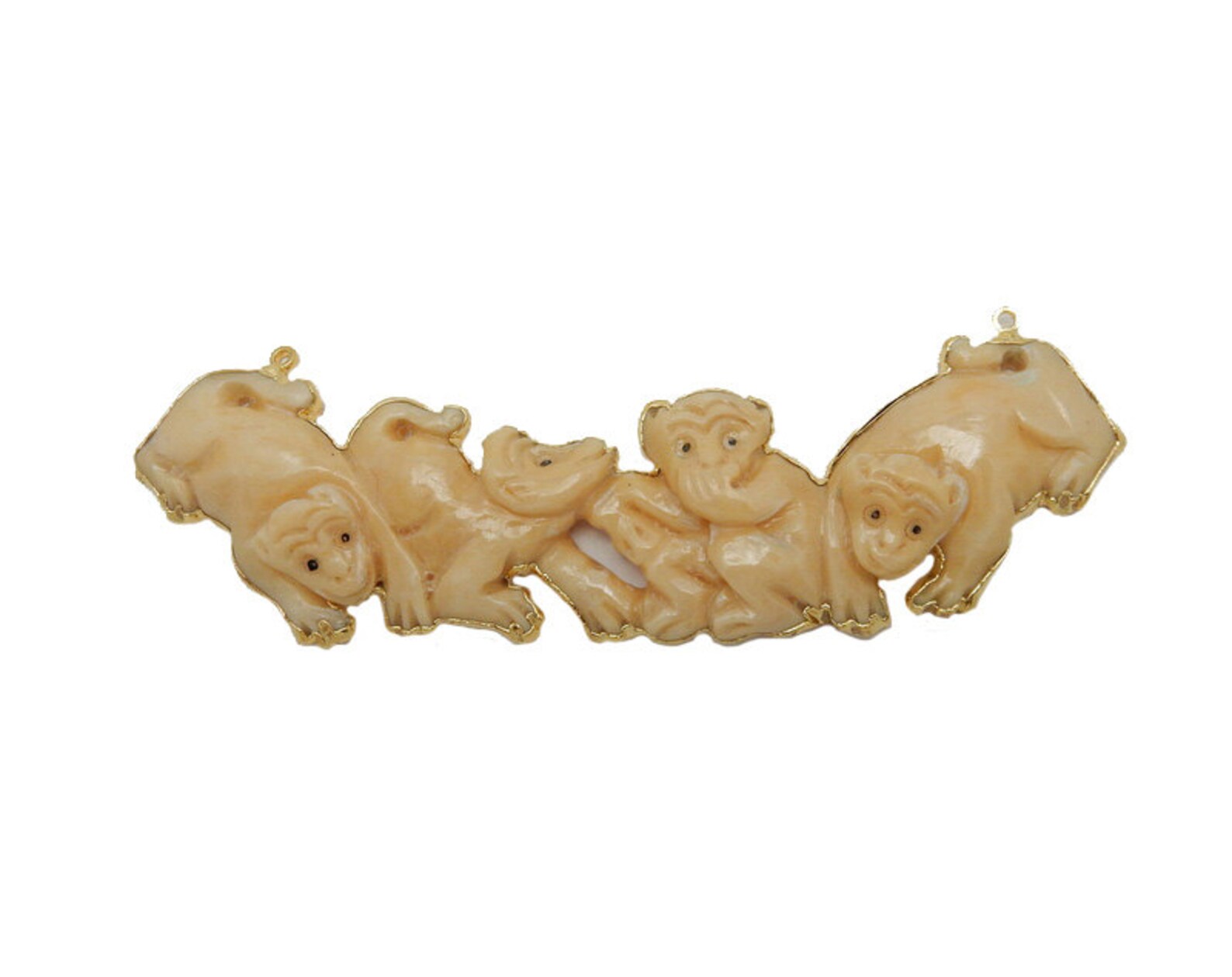 Monkey Connector JUMBO White Bone Monkey Double Bail Pendant | Etsy