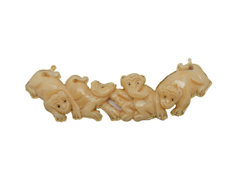 Monkey Connector JUMBO White Bone Monkey Double Bail Pendant | Etsy