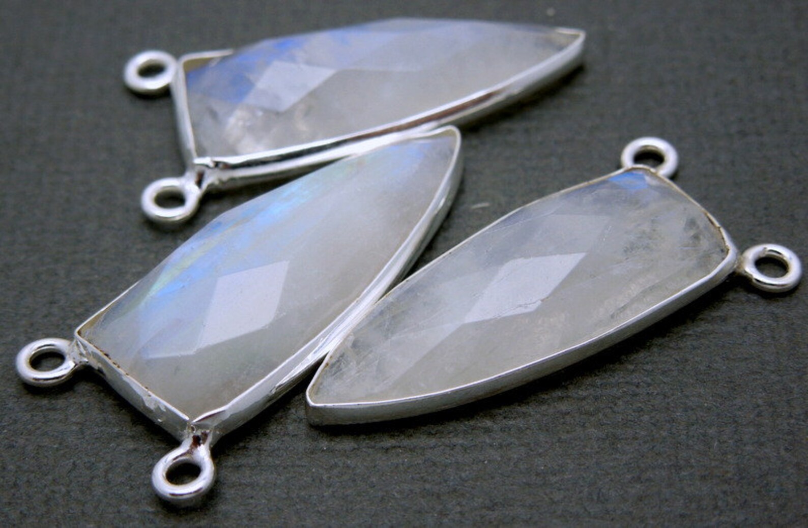 Rainbow Moonstone Dagger Shaped Double Bail Pendant Sterling - Etsy