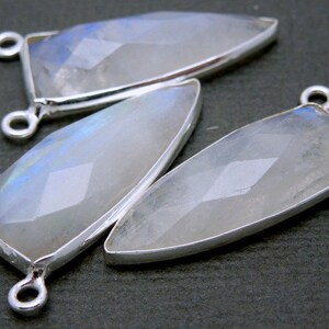 Rainbow Moonstone Dagger Shaped Double Bail Pendant Sterling Silver ...