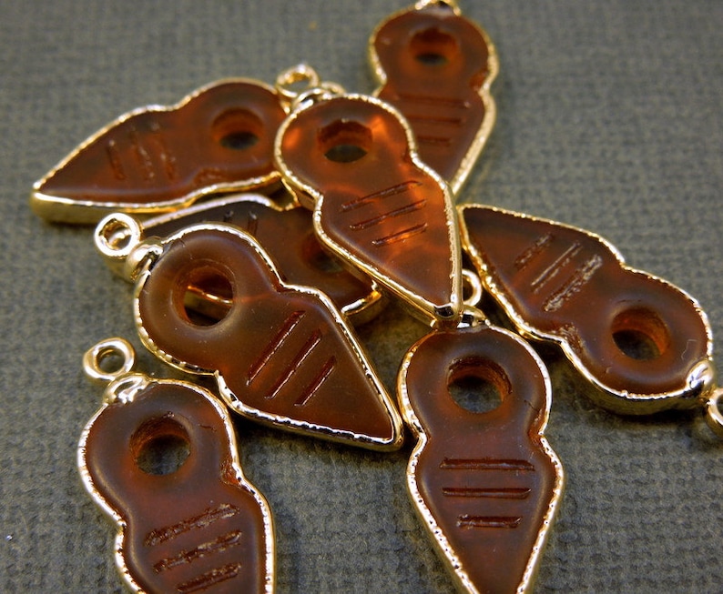 Amber Colored Arrow Charm Pendant 24k Gold Edged Amber Arrow - Etsy