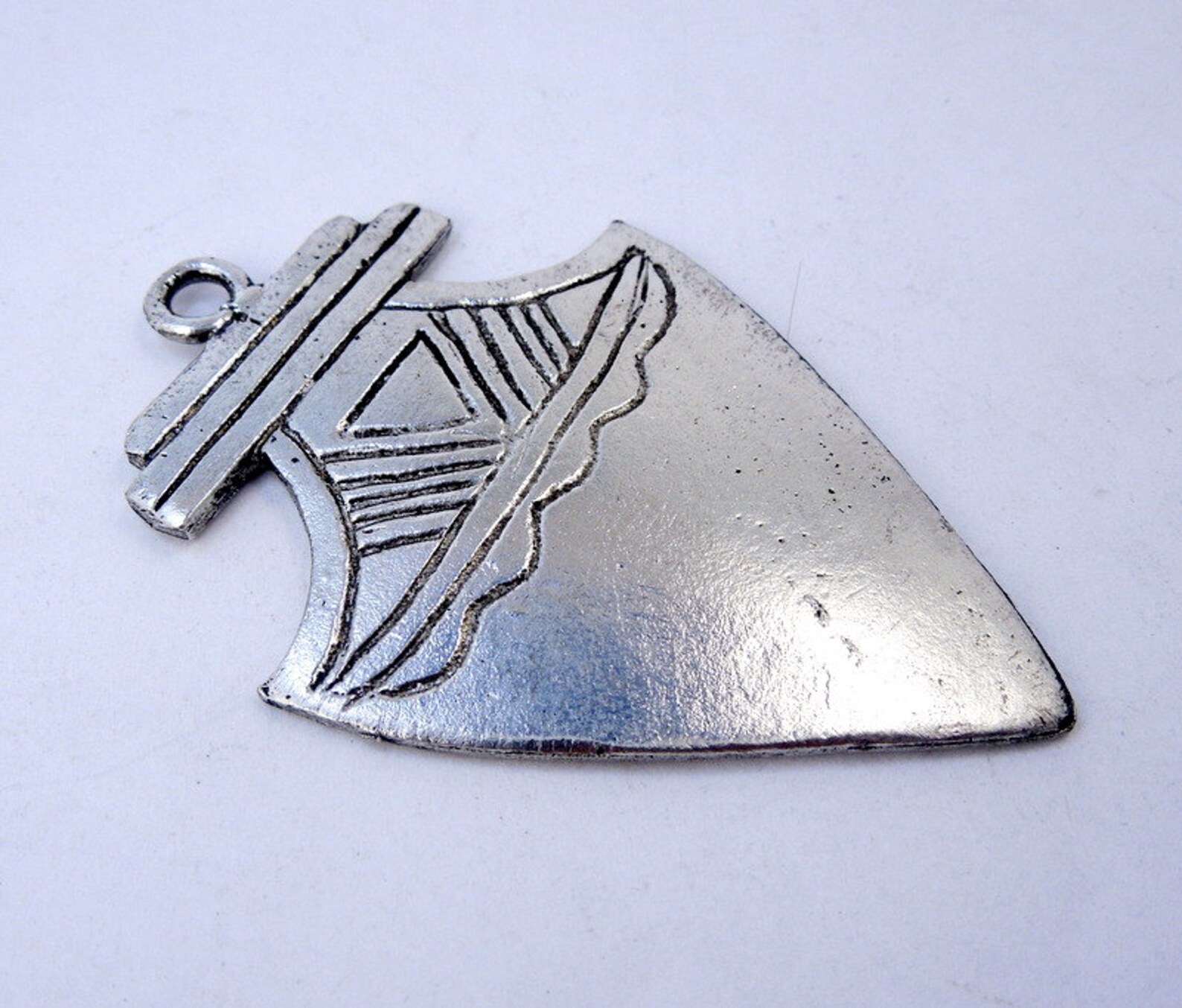 Brass Pendant Silver Tone Engraved Arrowhead Pendant | Etsy