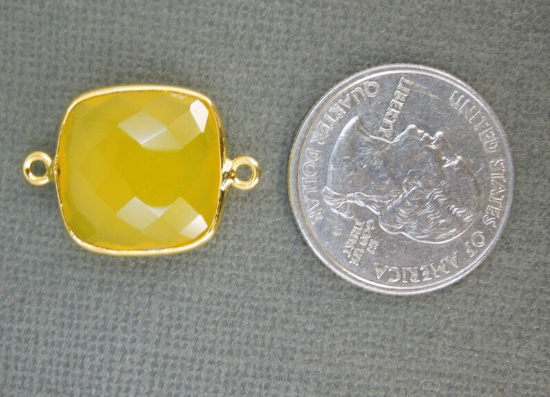 Yellow Chalcedony Station Square Connector - 16mm Gold Layered Bezel ...