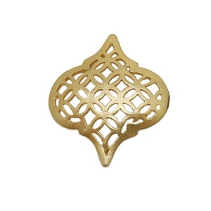 Gold Toned Drop Pendant With Intricate Designs - Gold Toned Brass Charm ...