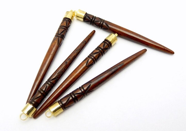 Brown Bone Carved Spike With Gold Toned Brass Cap S95B8-01 - Etsy