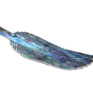 JUMBO Abalone Feather Pendant With Electroplated 24k Gold or Silver ...