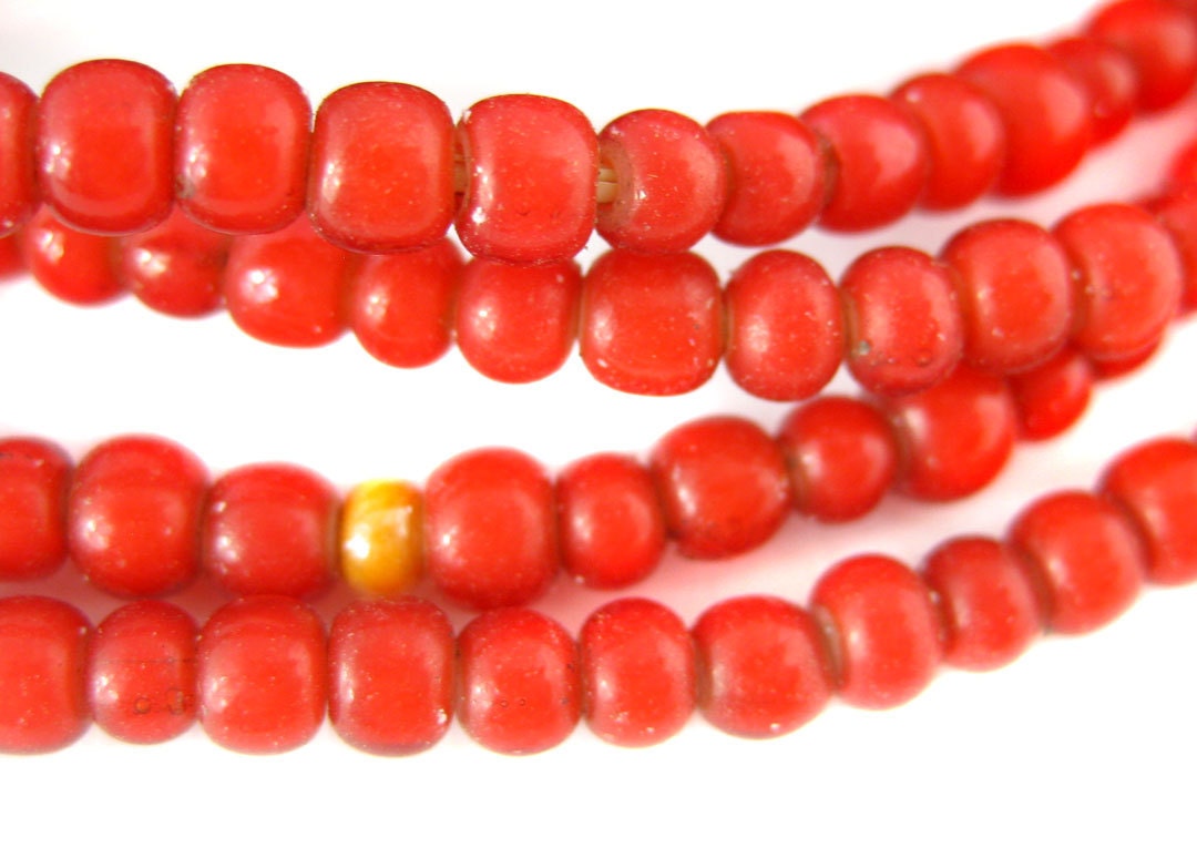 African Trade Beads Tiny African Round Red Beads FULL - Etsy