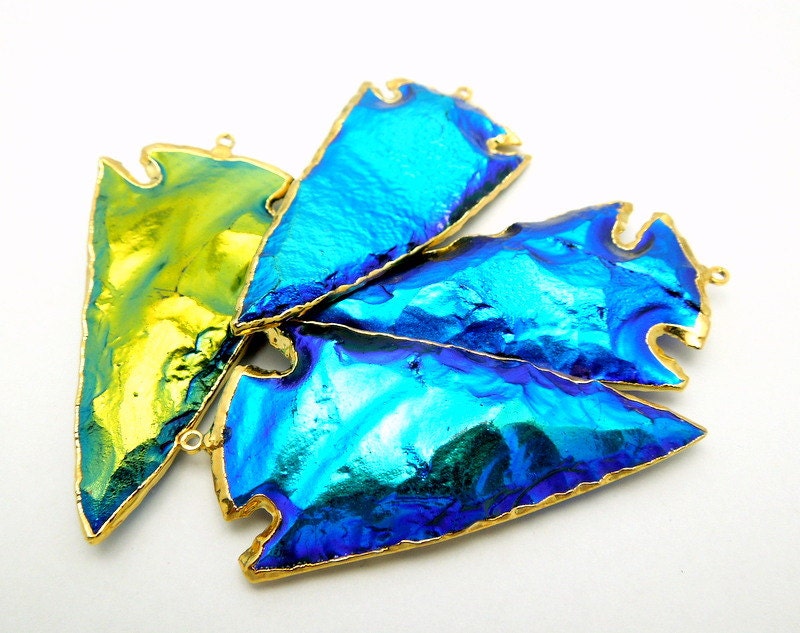 Jumbo Arrowhead Pendant Mystic Blue Titanium Arrowhead With - Etsy