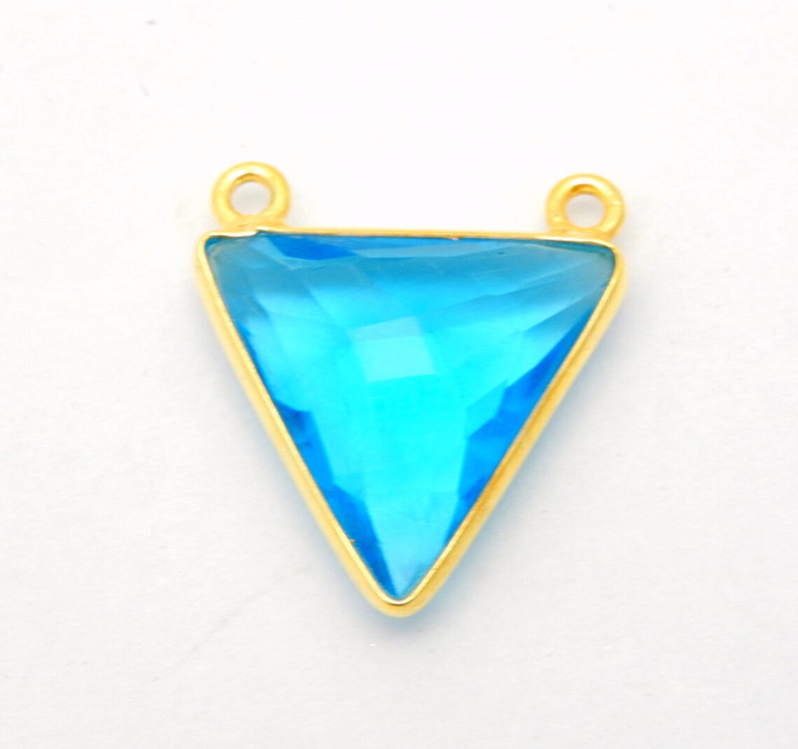Blue Topaz Station Triangle Double Bail Pendant 17mm Gold | Etsy