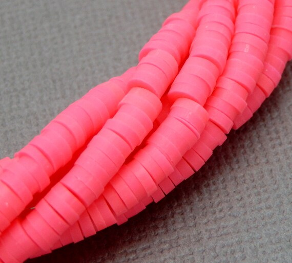 Neon Pink Colored Fimo Disc Bead Strand 4mm Diameter 1 | Etsy