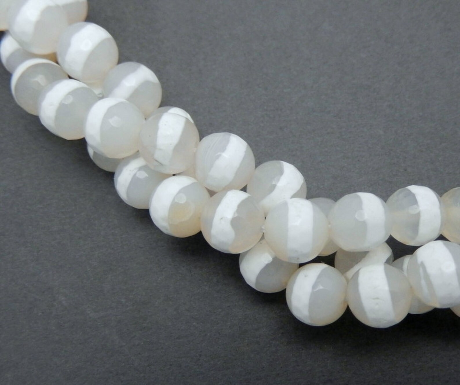 Beautiful White Striped Agate Round Beads 8mm White Agate - Etsy