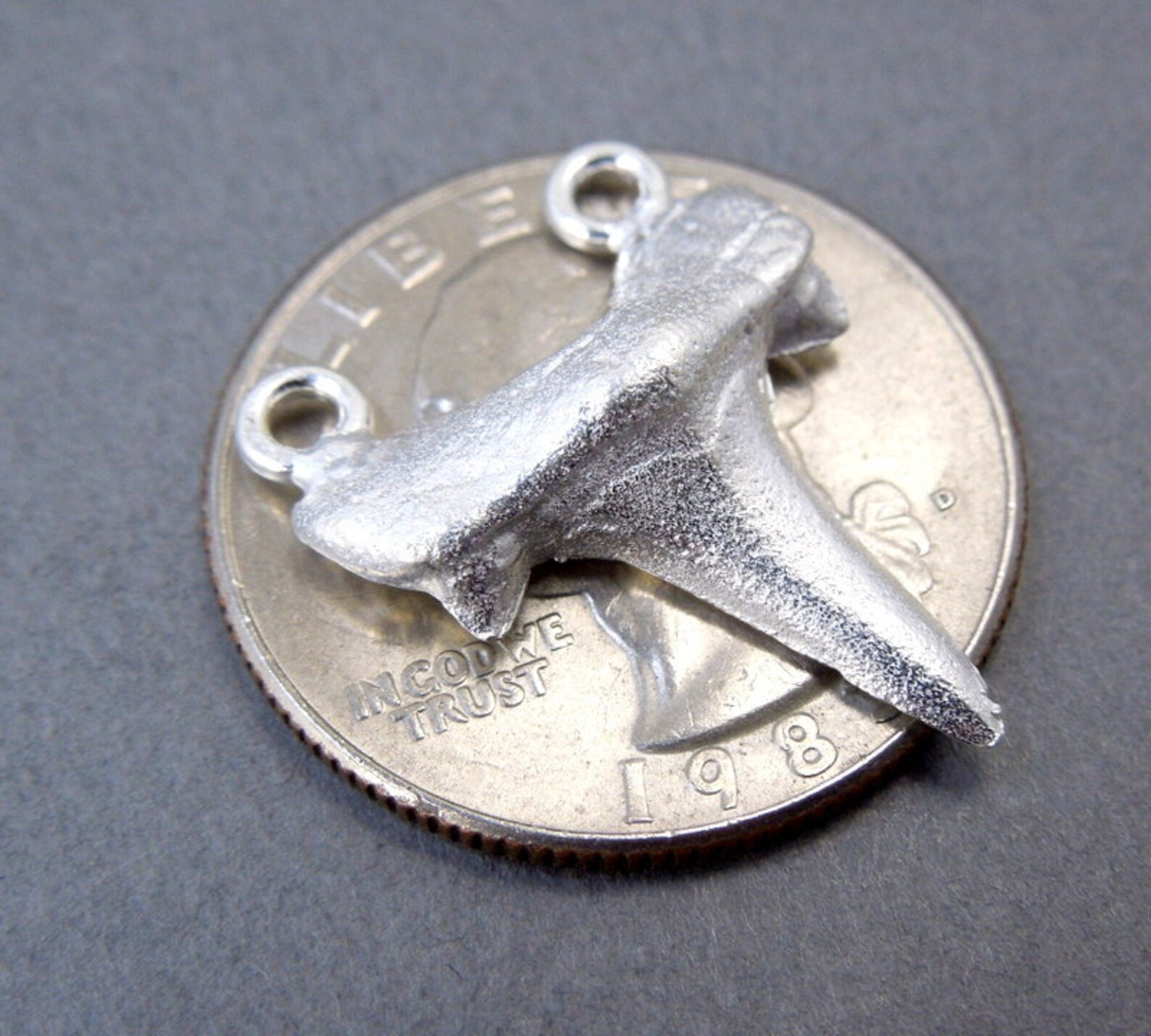 Shark Tooth Double Bail Charm Pendant Solid Sterling Silver - Etsy