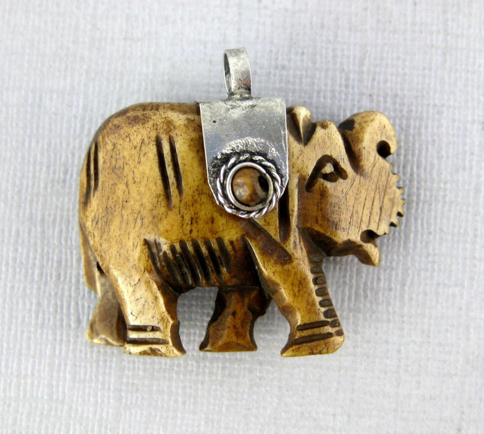 5 pcs Tibetan Elephant Pendant Brown Carved Bone Elephant | Etsy
