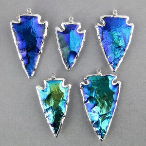 Arrowhead Pendant-- Mystic Blue Titanium Arrowhead With Silver ...