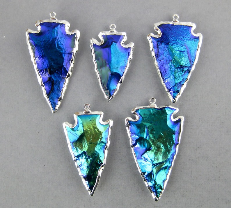 Arrowhead Pendant-- Mystic Blue Titanium Arrowhead With Silver ...