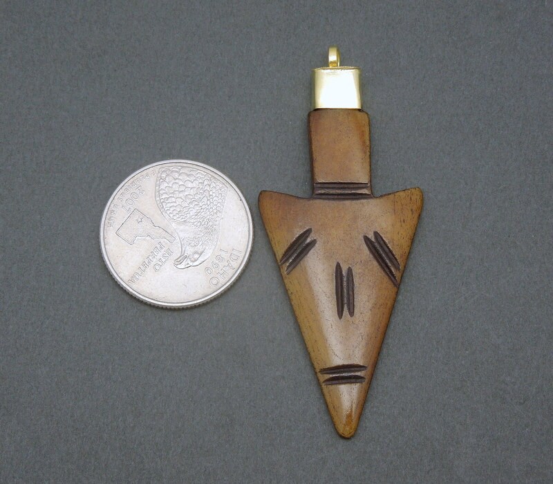 Tibetan-style Brown Carved Bone Arrowhead With Brass Cap and | Etsy