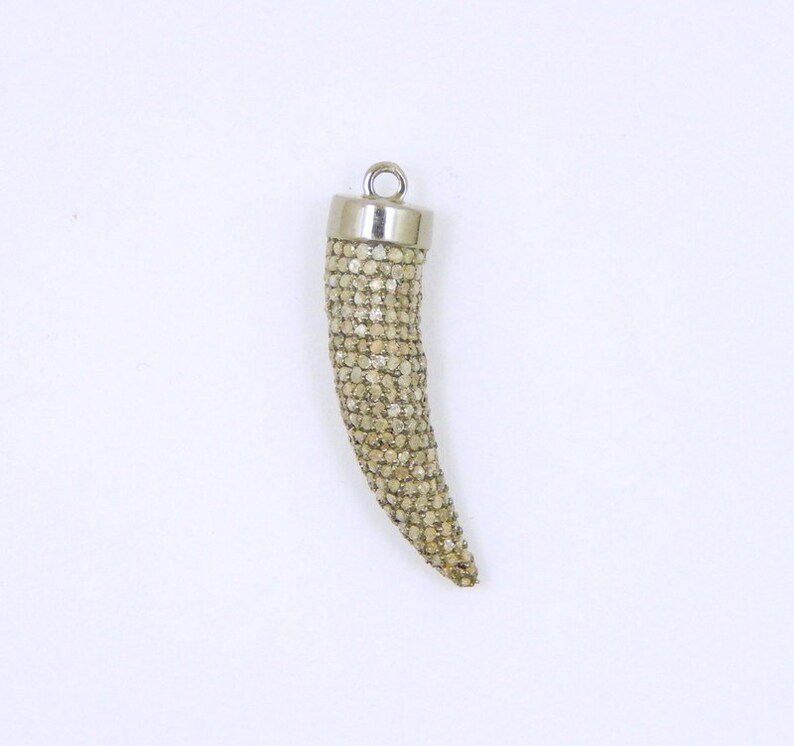 Diamond Horn Petite Oxidized Sterling Silver Horn With Pave Diamond ...