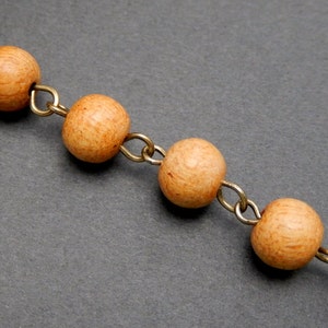 Light Brown Bone Chain -- Antique Gold Toned Wire Link Bone Beaded ...