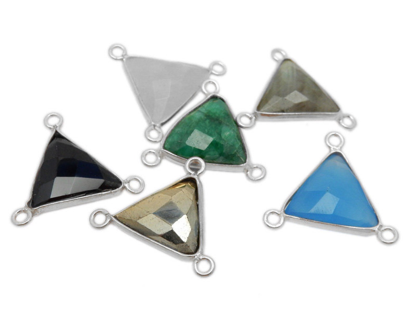 Pyrite Station Triangle Triple Bail Connector 15mm Sterling - Etsy