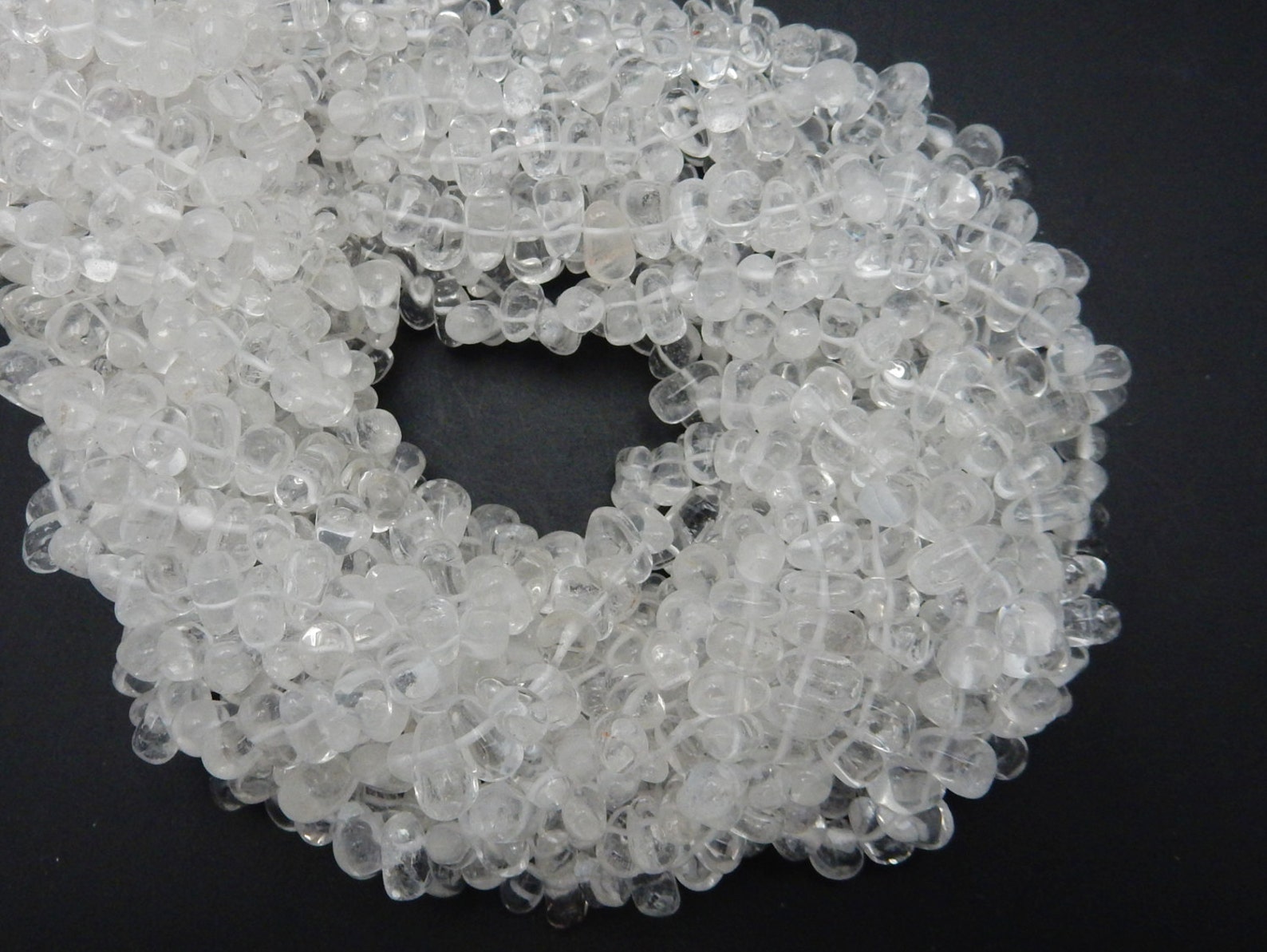 Clear Crystal Teardrop Beads - ONE (1) STRAND of Beautiful Clear ...