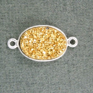 Druzy Druzzy Drusy Gold Oval Station Connector Charm Bezel Link Sterling Silver Double Bail 11mm ...
