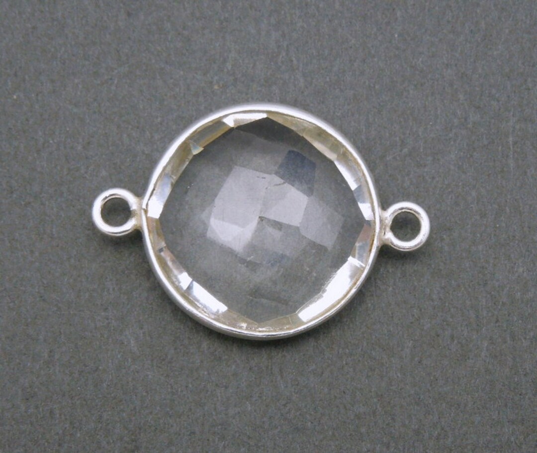 Gemstone Connector- Crystal Quartz Station Round Connector - 20mm ...