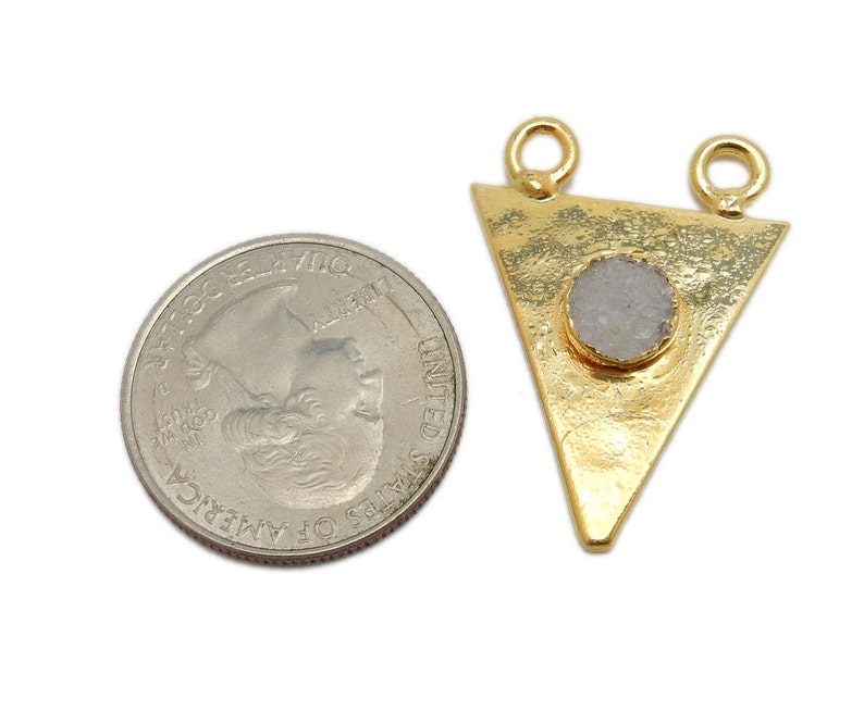 Hammered Triangle Double Bail Pendant With Tiny Round Druzy - Etsy
