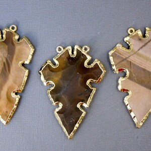 Jasper Fancy Arrowhead Double Bail Pendant With 24k Gold Electroplated ...