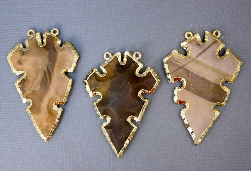 Jasper Fancy Arrowhead Double Bail Pendant With 24k Gold | Etsy