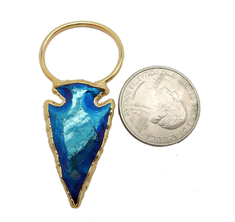 Fancy Titanium Mystic Blue Arrowhead Pendant With Electroplated 24k ...