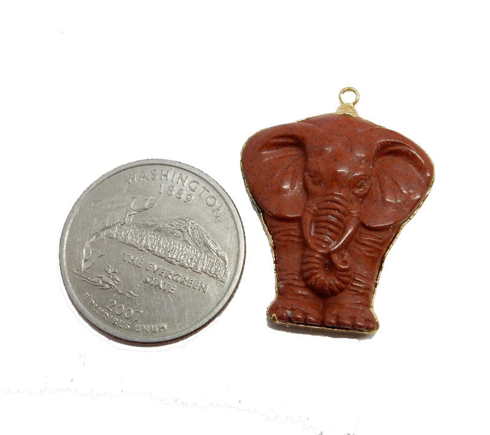 Red Jasper Elephant Pendant With Electroplated 24k Gold Edge - Etsy